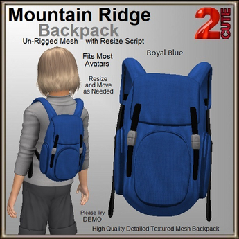 Second Life Marketplace - Mountain Ridge Backpack [2cute] Royal Blue